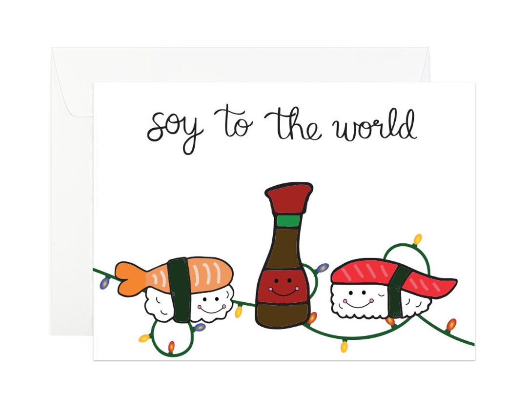 Sushi Card | Sushi Christmas Card | Sashimi Christmas Card | Soy to the ...