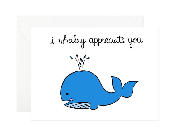 I Whaley Appreciate You Thank You Greeting Card Whale Card - Etsy