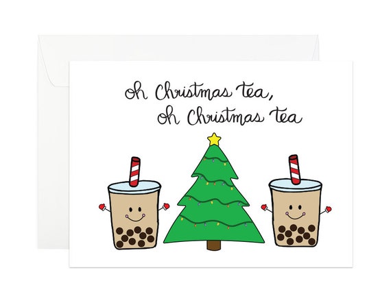 Bubble Tea Card Boba Tea Christmas Card Milk Tea Christmas | Etsy