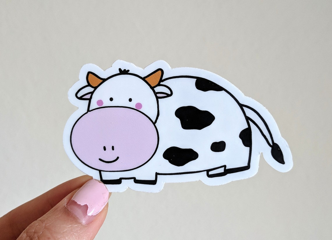 Cow Sticker Cute Cow Vinyl Sticker Cow Vinyl Sticker - Etsy