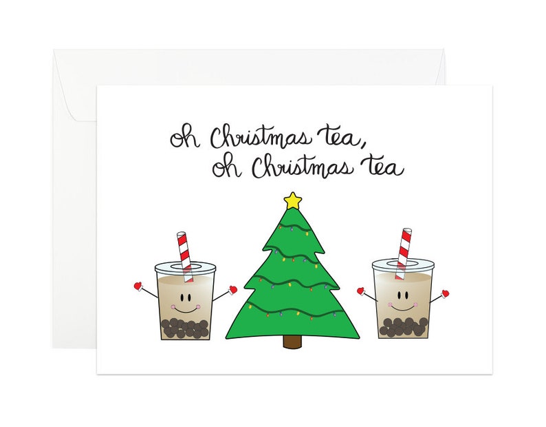 Bubble Tea Card Boba Tea Christmas Card Milk Tea Christmas | Etsy