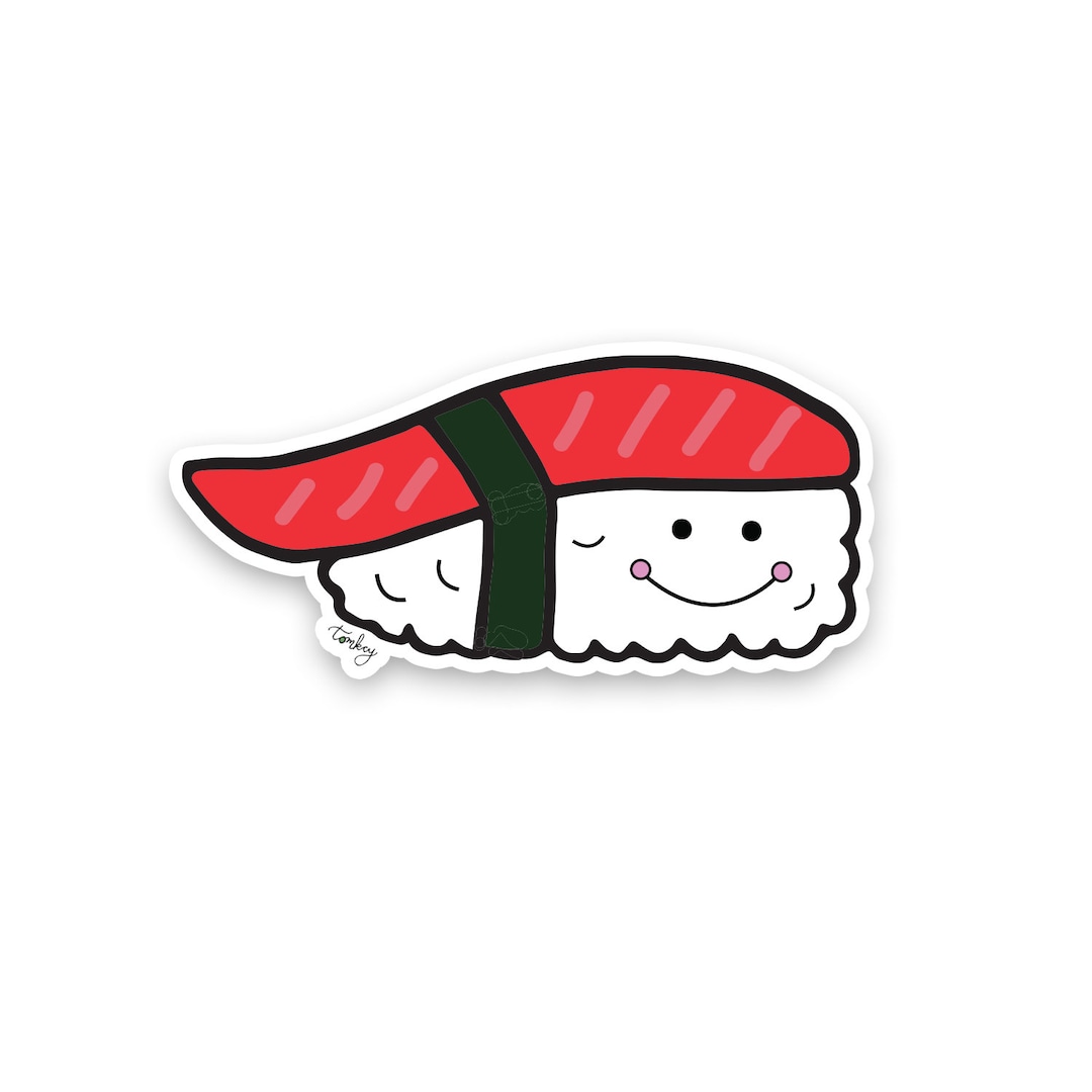 Tuna Sushi Sticker | Cute Sushi Vinyl Sticker | Sushi Vinyl Sticker ...