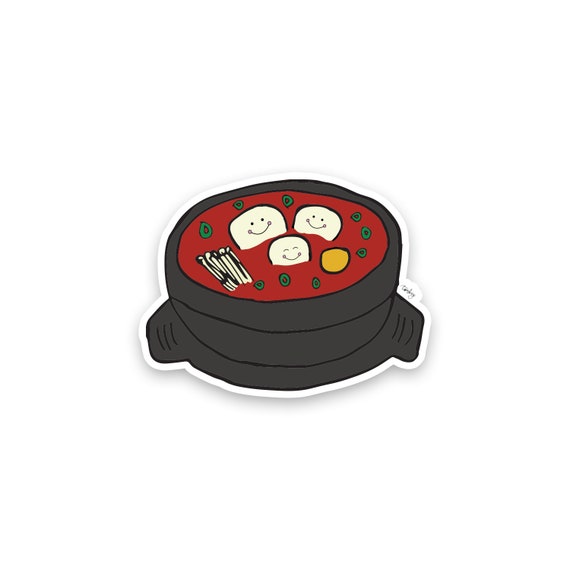 Soondubu Sticker Cute Tofu Soup Sticker Korean Food Vinyl - Etsy