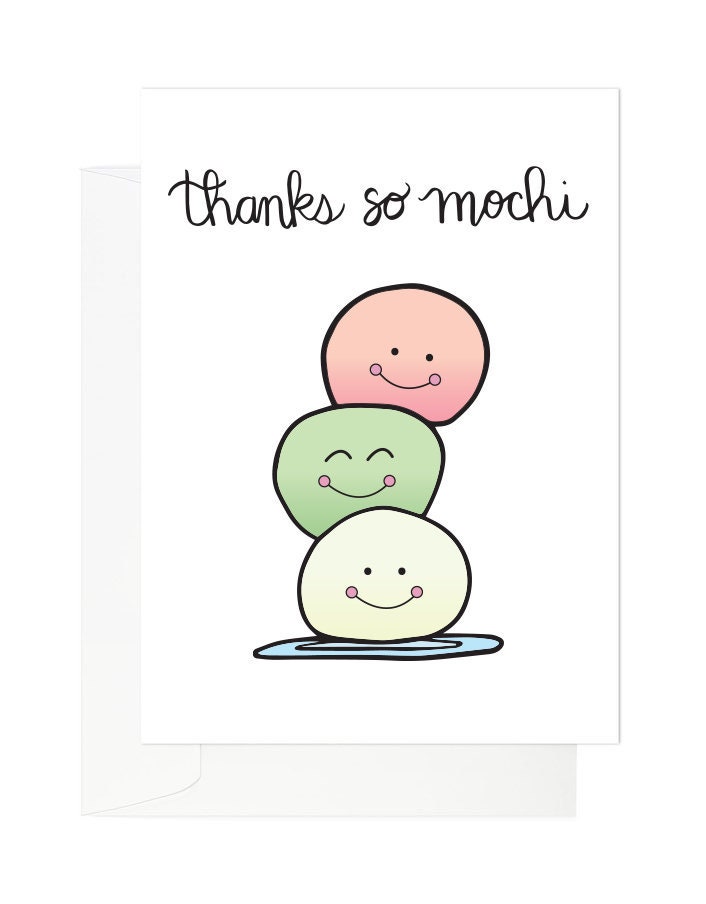 Thanks so Mochi Greeting Card | Foodie Thank You Note - Etsy