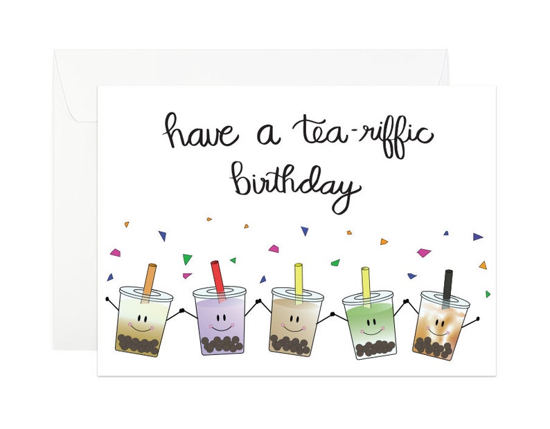 Have a tea-riffic birthday Bubble Tea Birthday Card Boba | Etsy