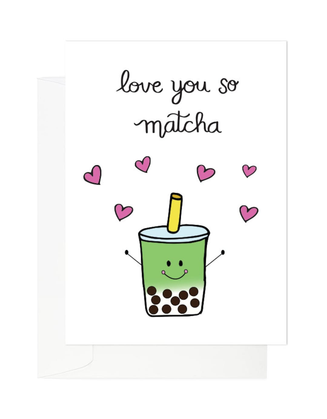 Matcha Green Tea Greeting Card | Love You so Matcha | Valentine's Day ...