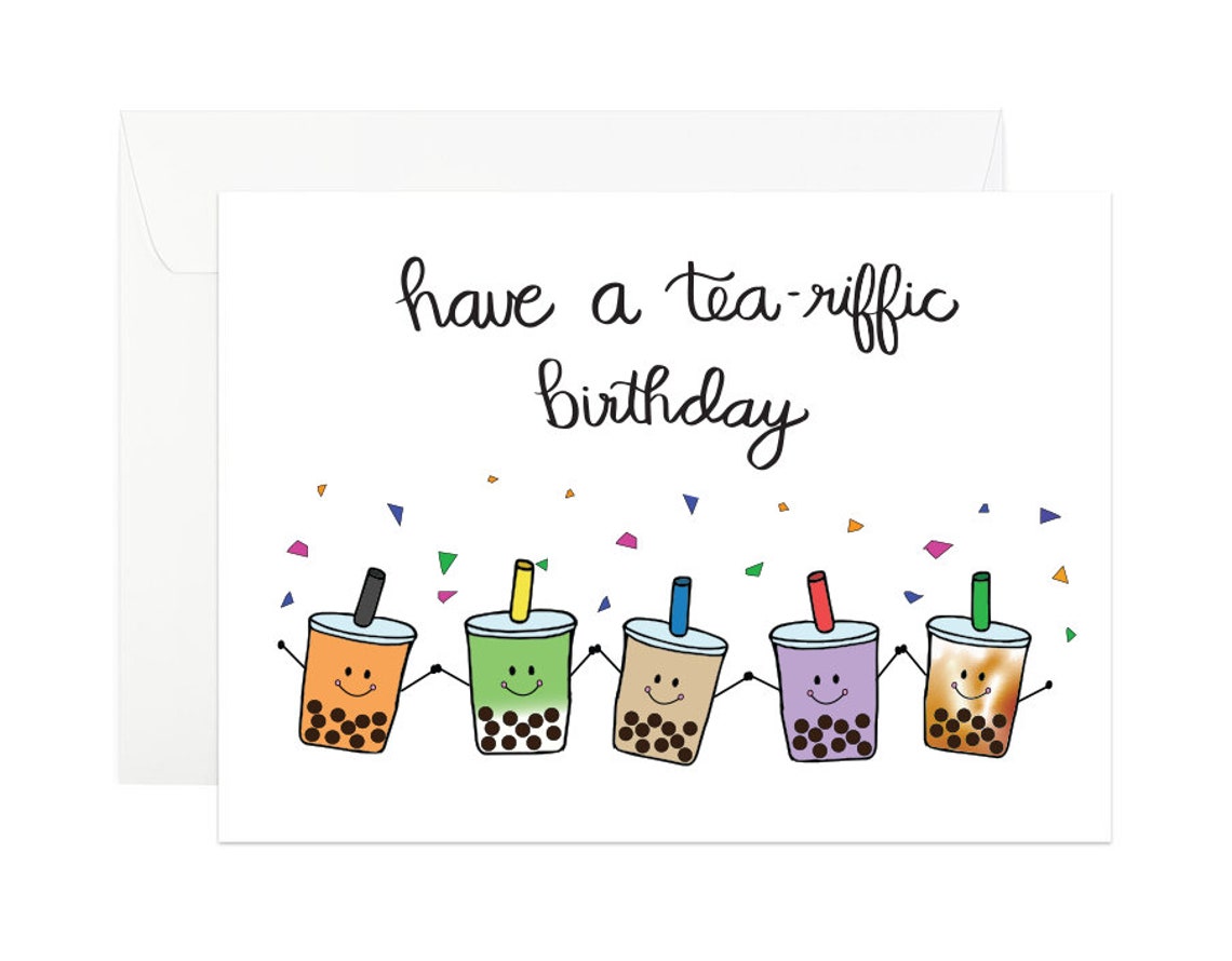 Have a Tea-riffic Birthday Bubble Tea Birthday Card Boba | Etsy