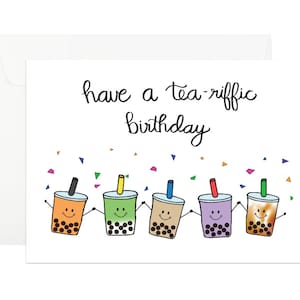 Have a Tea-riffic Birthday Bubble Tea Birthday Card Boba | Etsy
