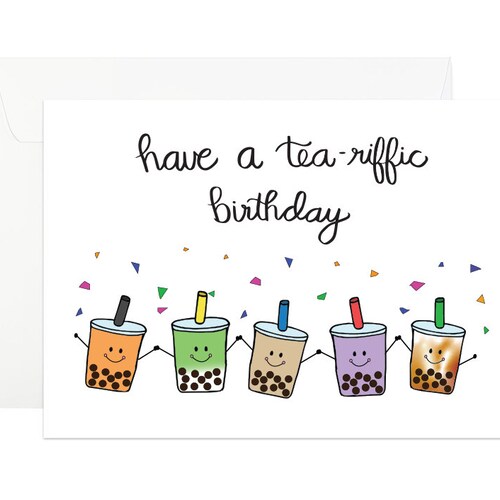 Have a Tea-riffic Birthday Bubble Tea Birthday Card Boba | Etsy