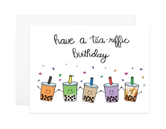 Have a Tea-riffic Birthday Bubble Tea Birthday Card Boba | Etsy