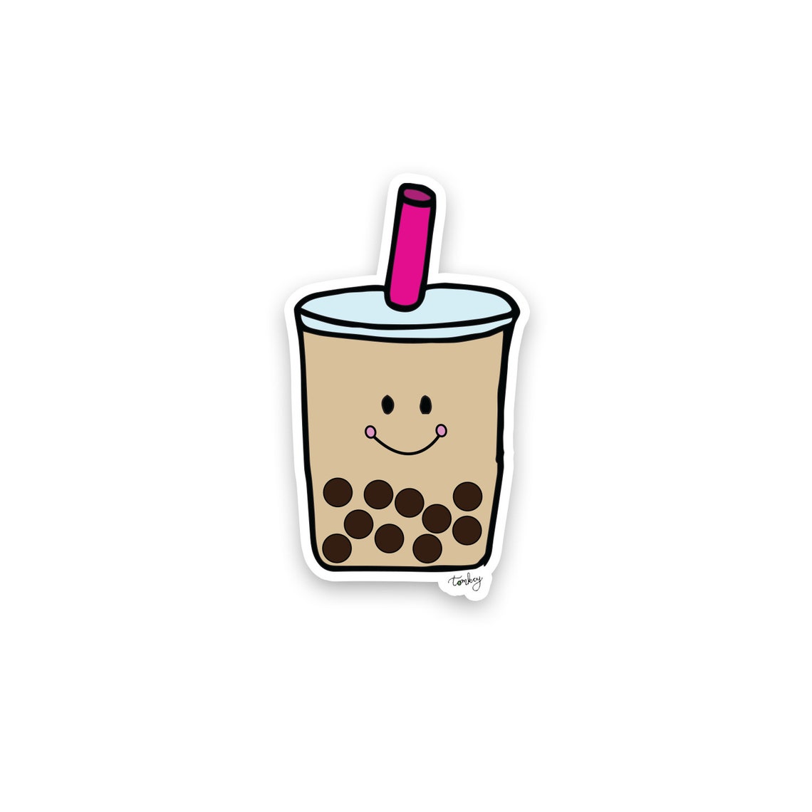 Boba Sticker Cute Boba Vinyl Sticker Milk Tea Vinyl | Etsy