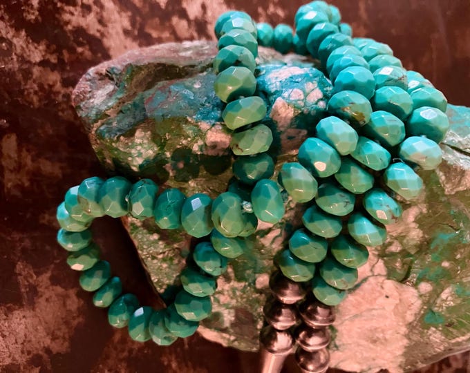 Beautiful Vintage Faceted Turquoise Knotted Necklace Pilot Mountain ...