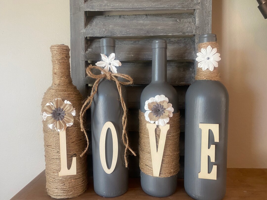 Wine Bottle Decor. Hand Painted Custom Decorated Love Wine - Etsy