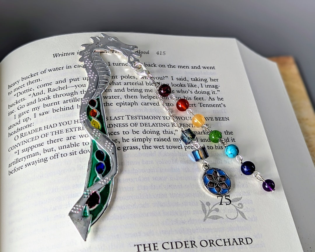 Chakra Dragon Bookmark Gemstone-embellished, Metal Page Holder for Book ...