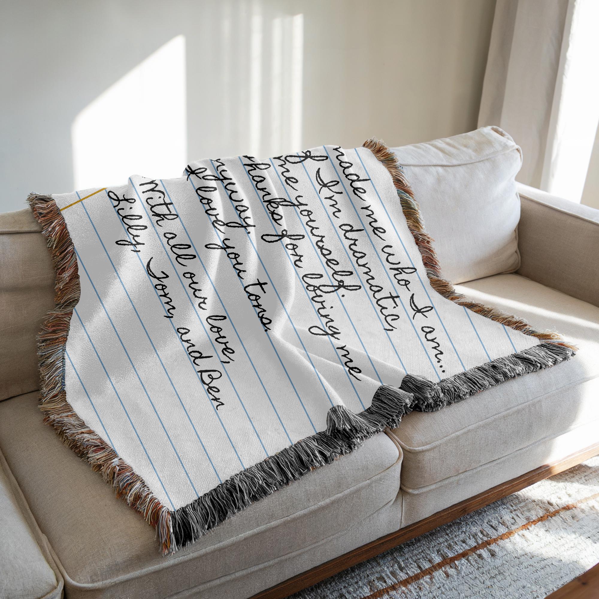Handwritten Notebook Paper Script Woven Blanket | Customizable Note ...