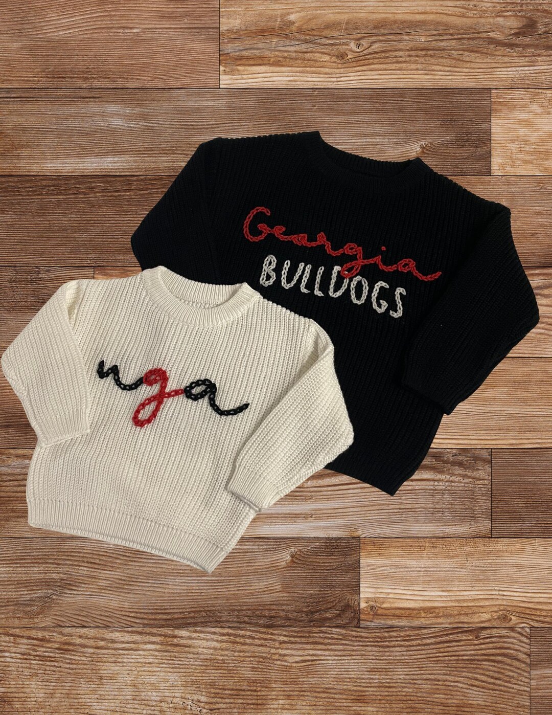 Custom Football Team Hand Embroidered Sweater / UGA Hand Embroidered ...
