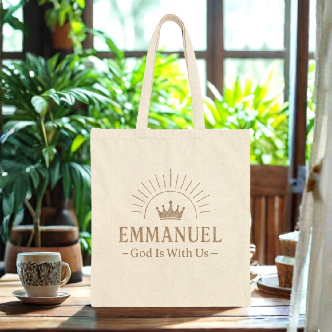 Emmanuel Cotton Canvas Tote Bag, Religious Gift - Etsy