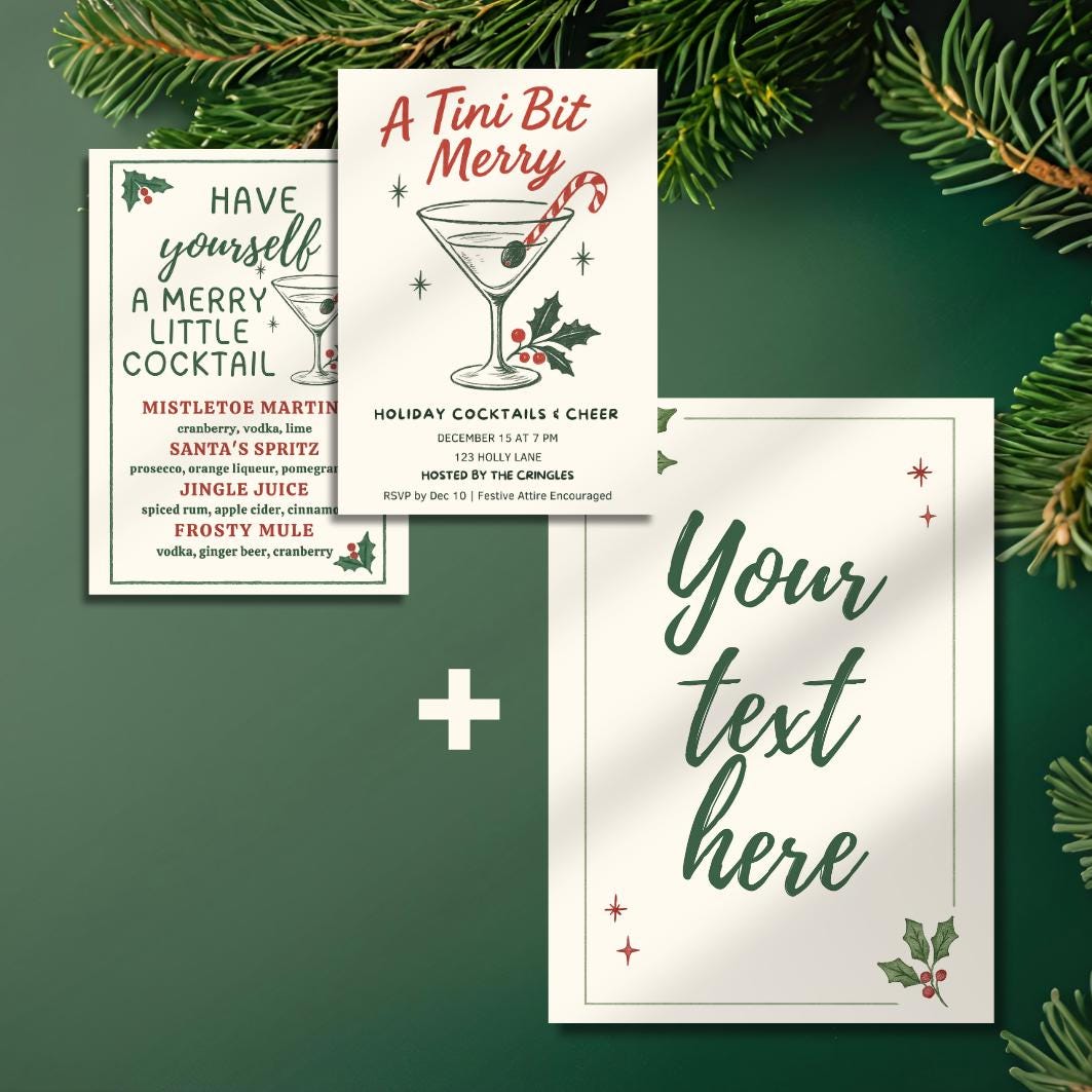A Tini Bit Merry Christmas Invitation Set | Holiday Cocktail Party ...