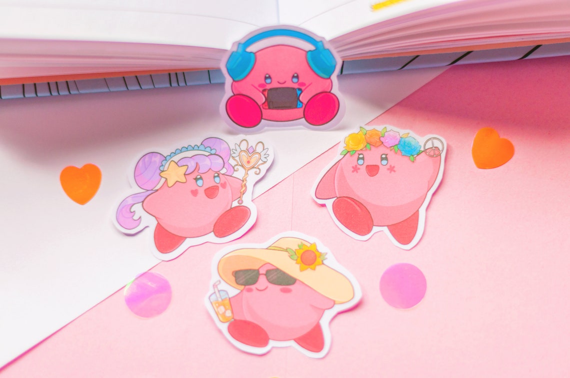Kirby Stickers Cute Kirby Stickers Kawaii Stickers Super | Etsy