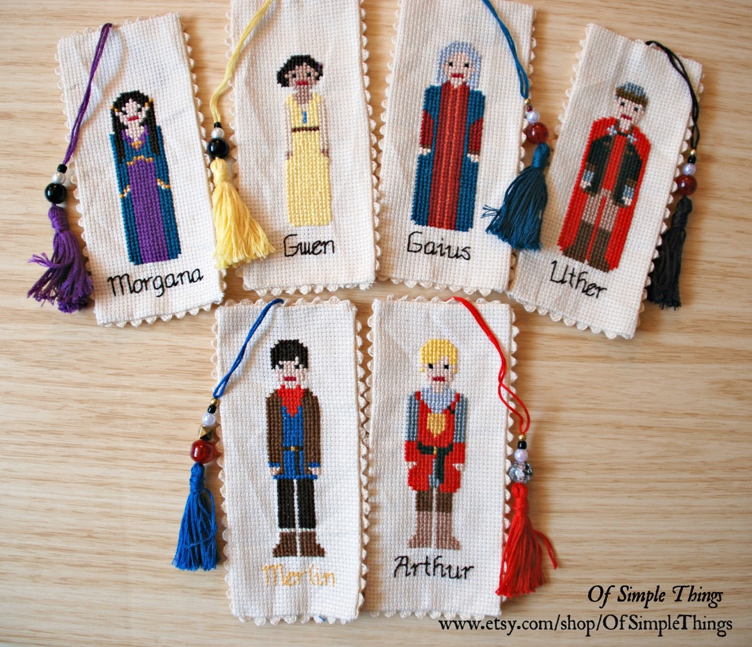 Bookmarks Merlin BBC Characters Cross Stitch Merlin, Arthur, Morgana ...