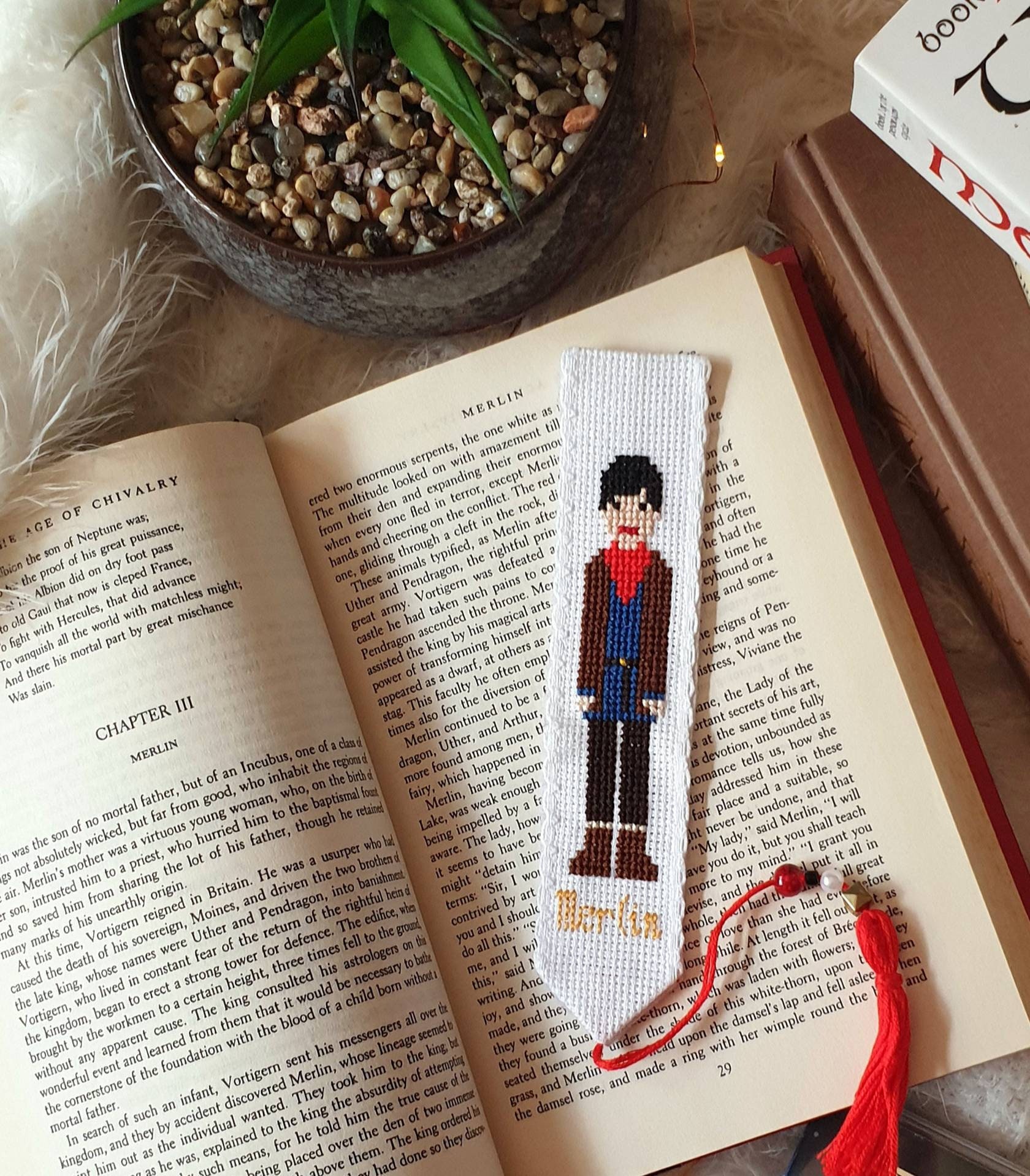 Bookmark - Merlin (BBC Inspired) Character Cross Stitch Bookmark With ...