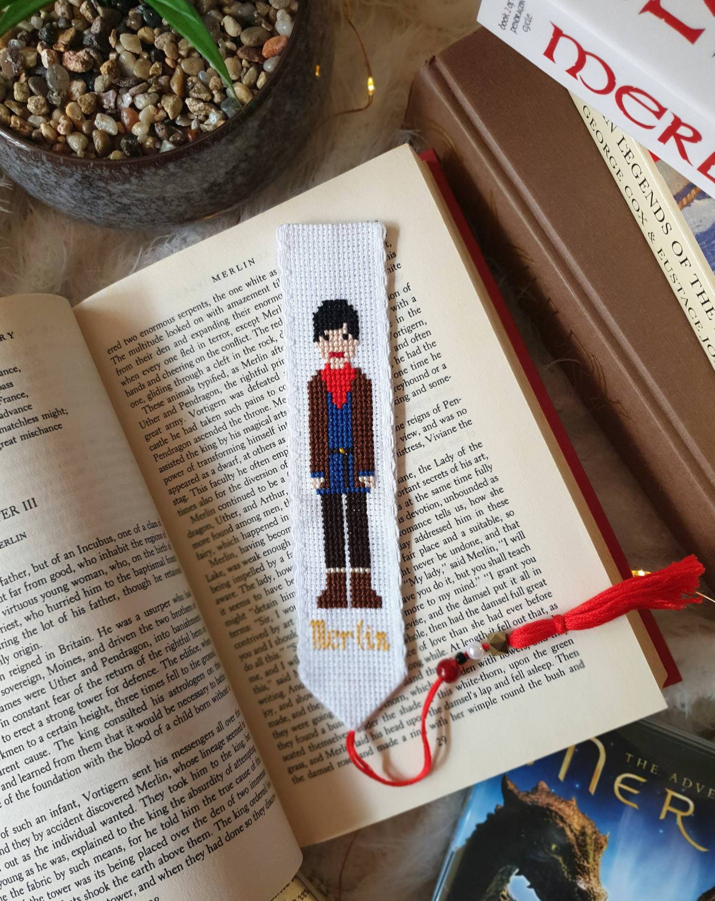 Bookmark - Merlin (BBC Inspired) Character Cross Stitch Bookmark With ...