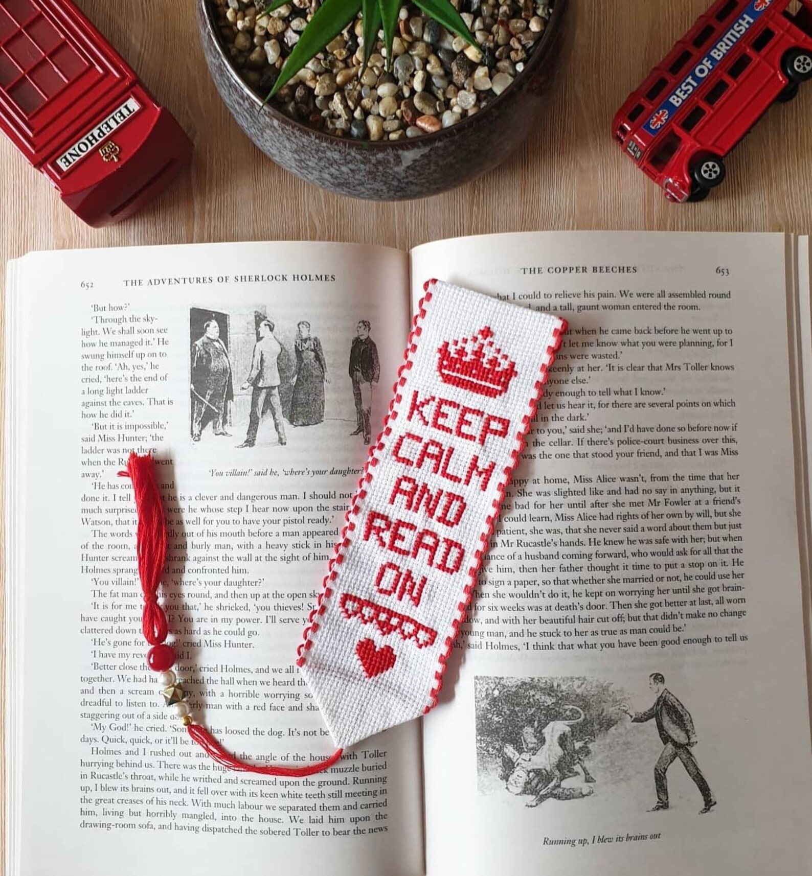 Bookmark Keep Calm and Read on Red DMC Cross Stitch - Etsy Australia