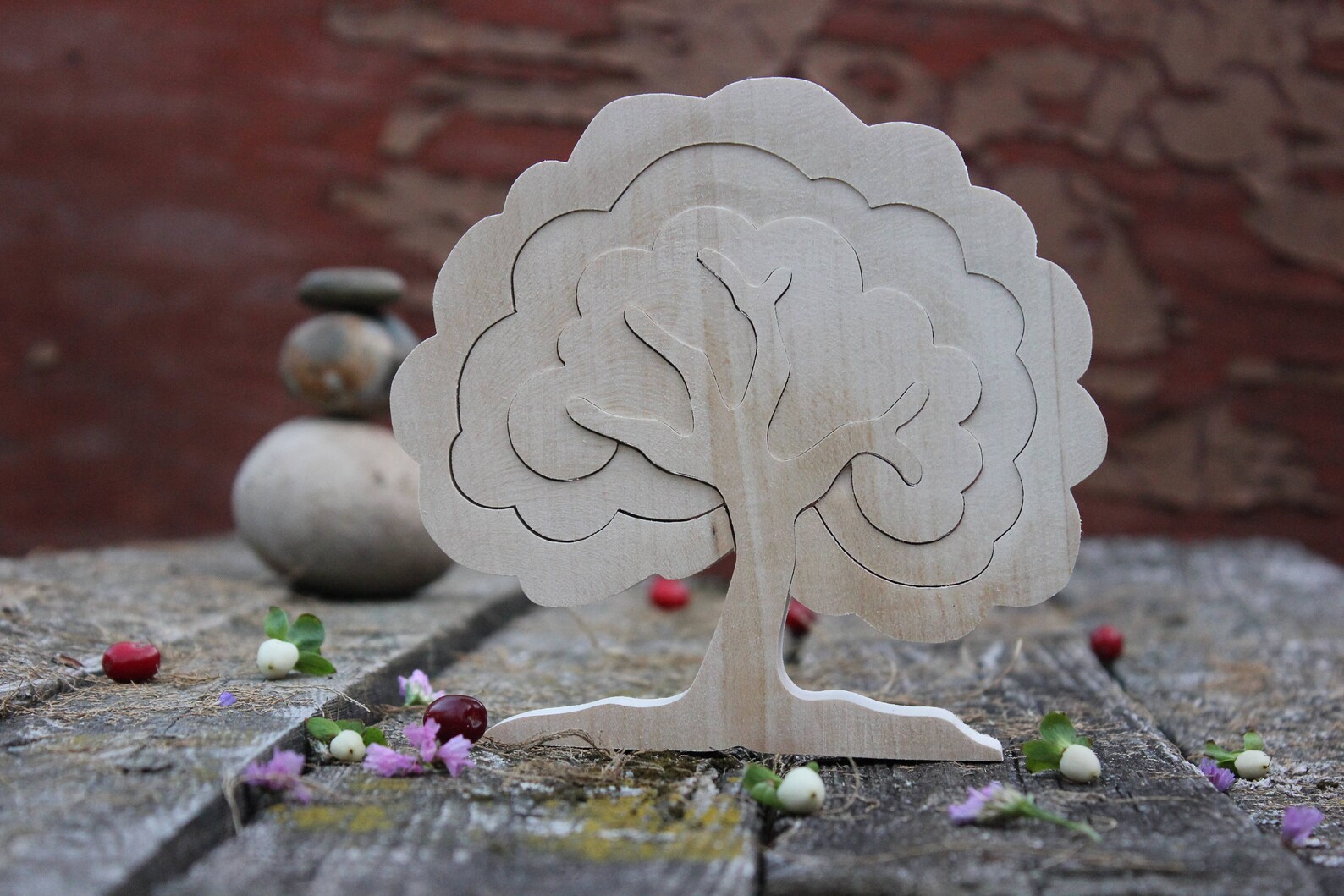 Wooden Tree Puzzle Wooden Puzzle Waldorf Wooden Toy Kids | Etsy