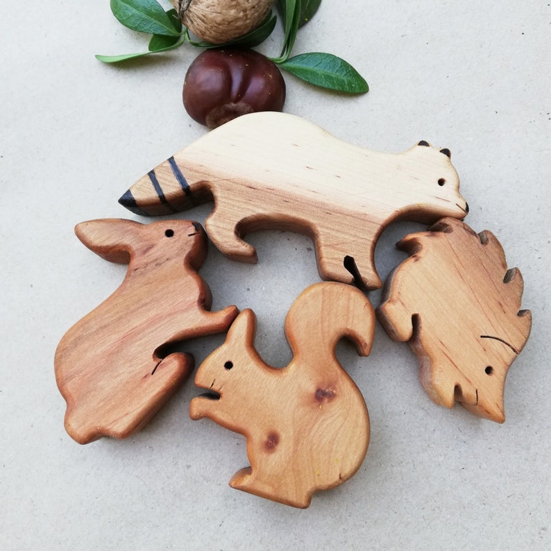 Wooden Forest Animals Natural Wood Animals Montessori - Etsy