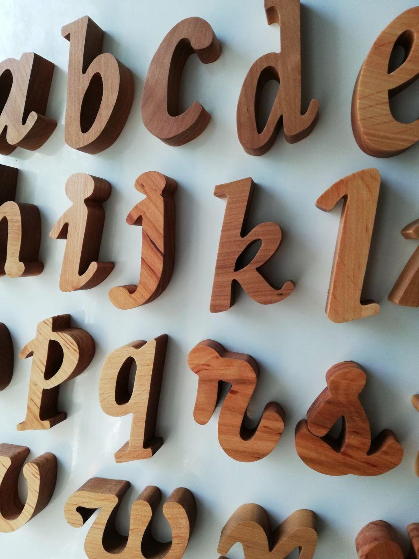 Wood Alphabet for Kids Cursive Montessori Magnets Wooden Letters Learn ...