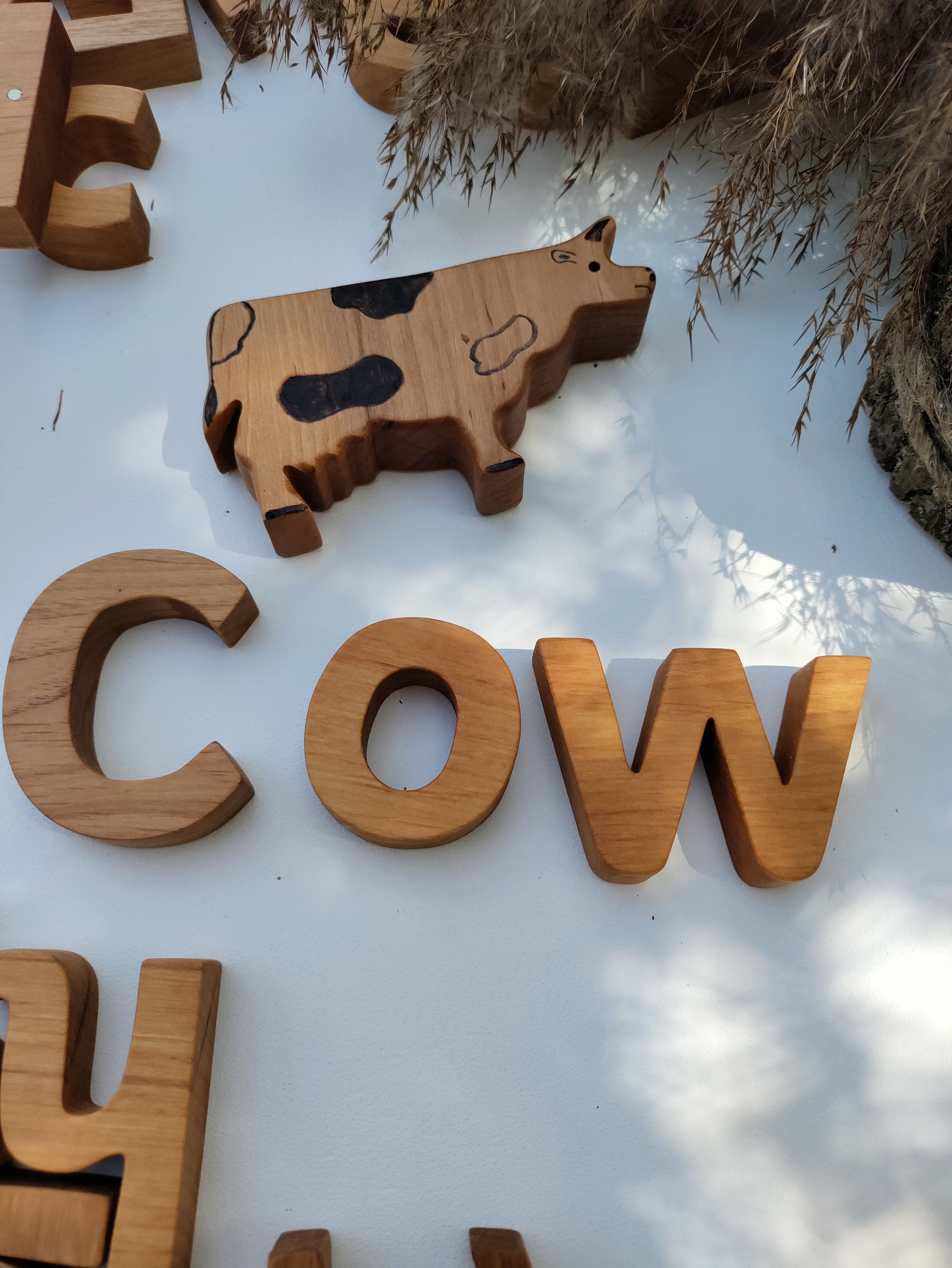 Wooden Capital and Lower Letters With Farm Set Animals / Magnets ...