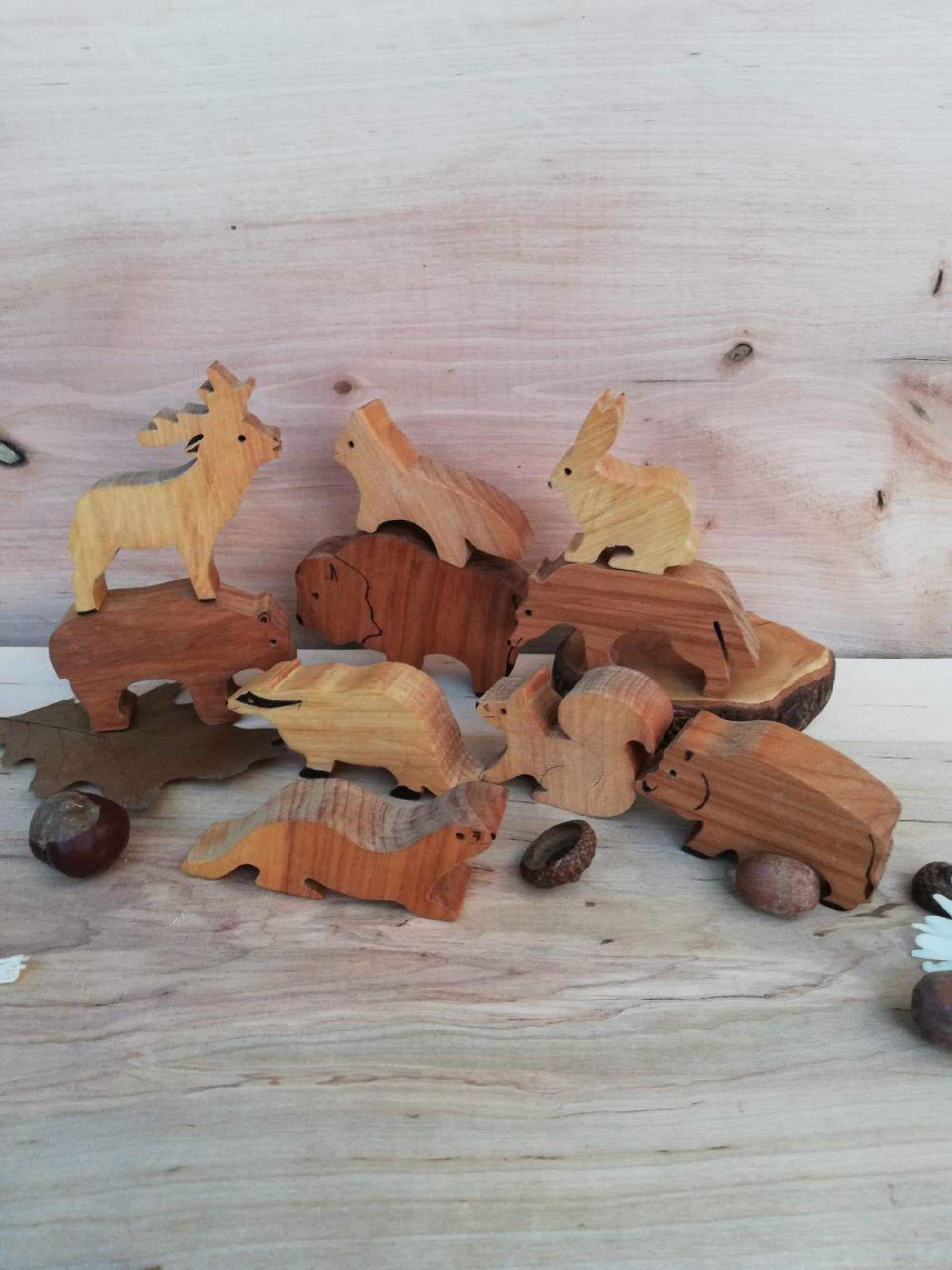 Woodland Animals Toys Wooden Forest Animal Set Wooden Toy | Etsy