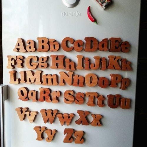 Magnets Letters ABC English Wooden Alphabet Wood Magnetic - Etsy