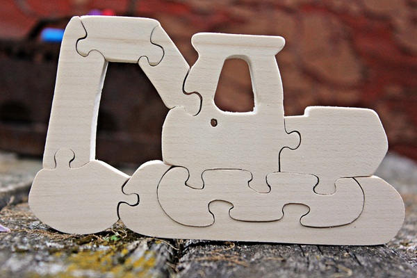Wooden Transport, Wooden Excavator, Car Puzzle, Wooden Puzzle, Waldorf ...