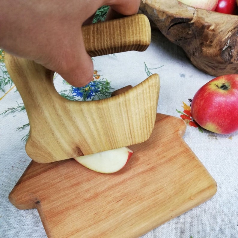 Safe Wooden Kids Knife, Wood Children's Chopper, Montessori Kitchen ...