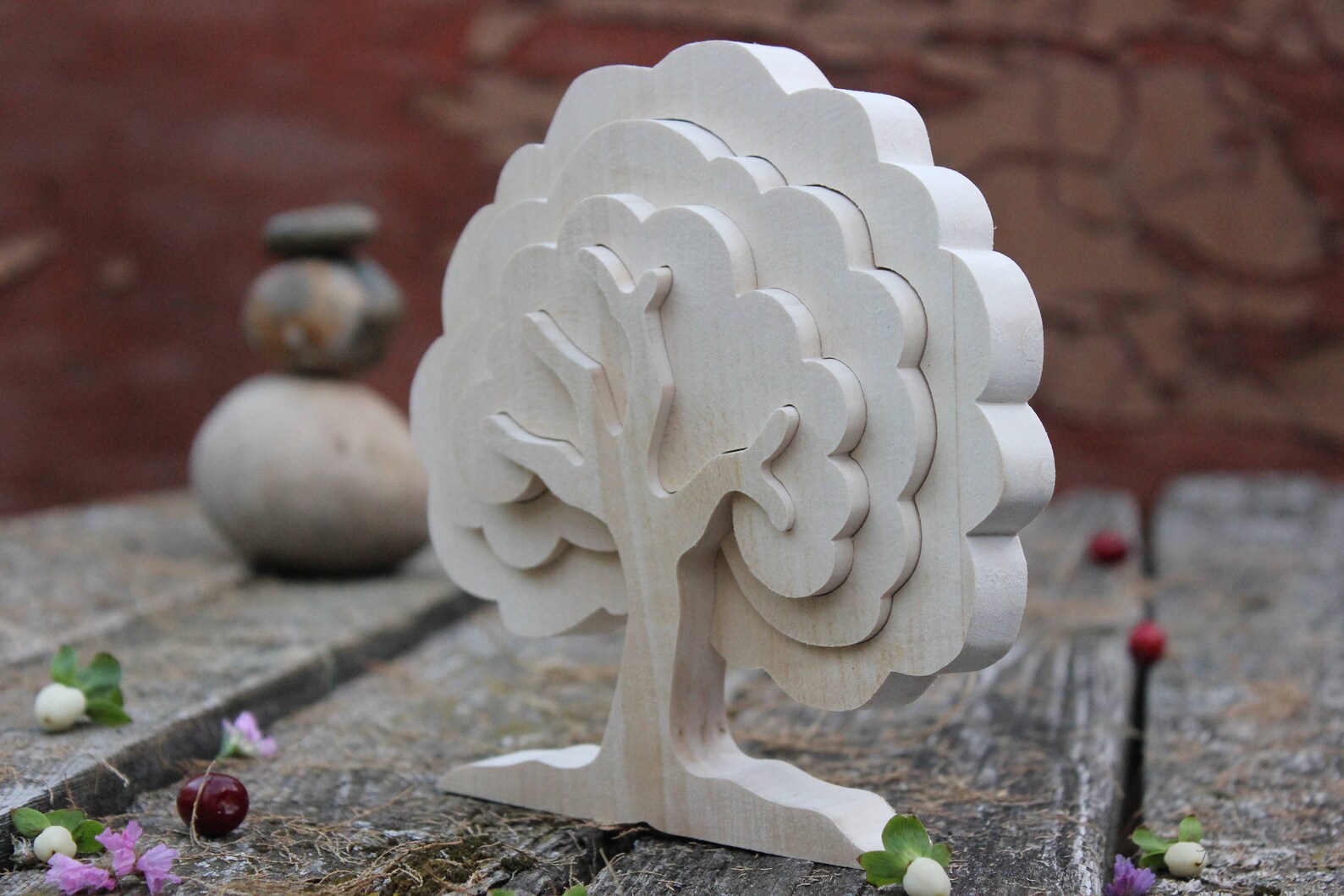 Wooden Tree Puzzle Wooden Puzzle Waldorf Wooden Toy Kids | Etsy