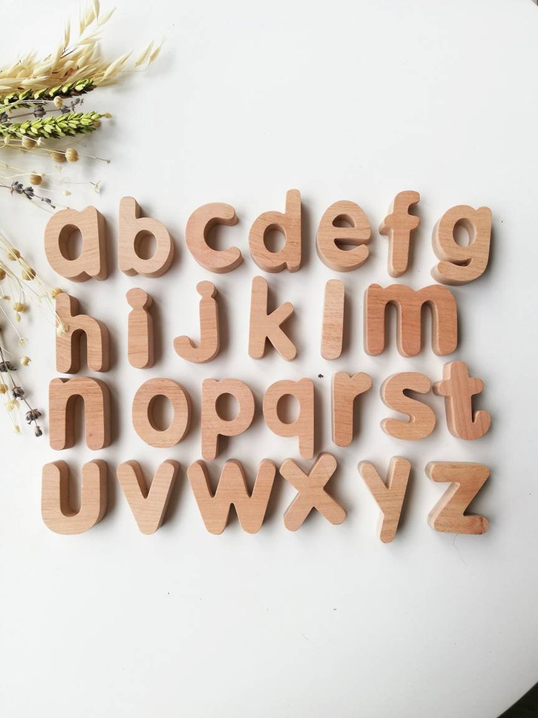Lowercase Letters Wood, Solid Wood Letters, Homeschool, English ...