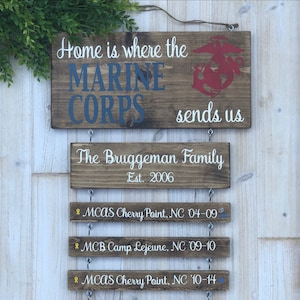 USMC Home is Where the Marine Corps Sends Us Military Duty Station Sign ...