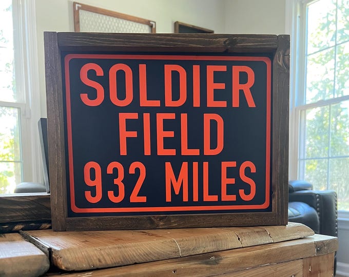 Personalized Soldier Field Distance Wood Sign, Chicago Decor, Bears ...