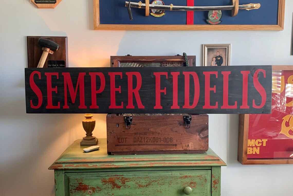 Semper Fidelis USMC Wooden Military Sign - Etsy