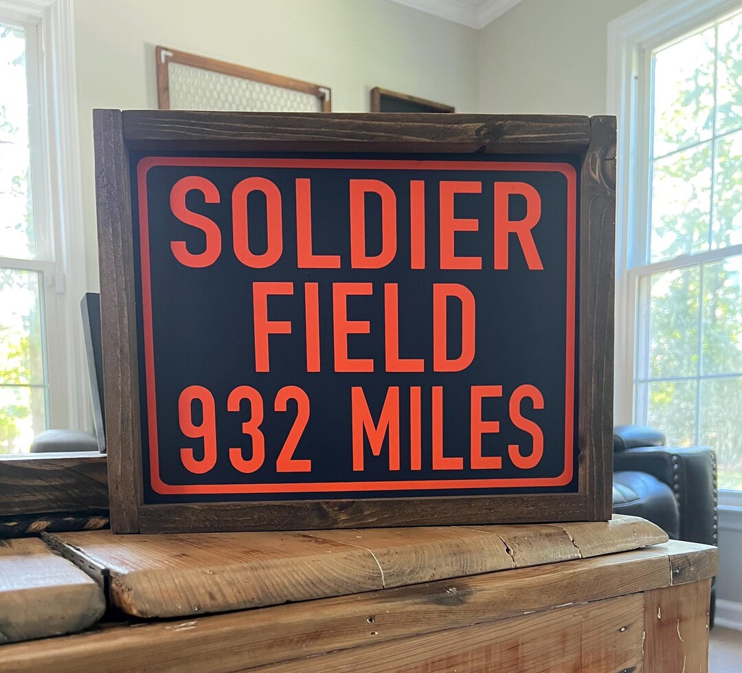 Personalized Soldier Field Distance Wood Sign, Chicago Decor, Bears ...