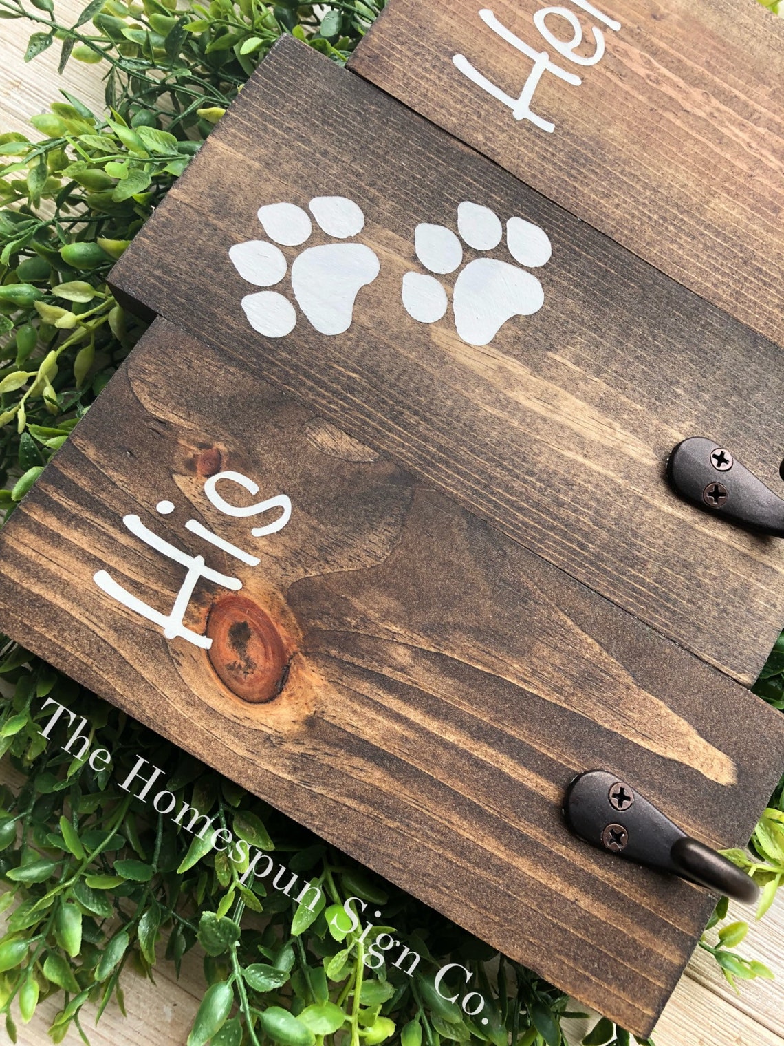 Pallet Style His Hers Dog Paw Key Leash Holder/hanger That is - Etsy