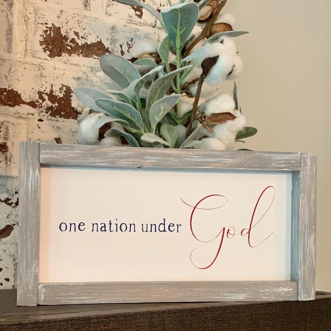 One Nation Under God Patriotic Framed Wooden Sign - Etsy