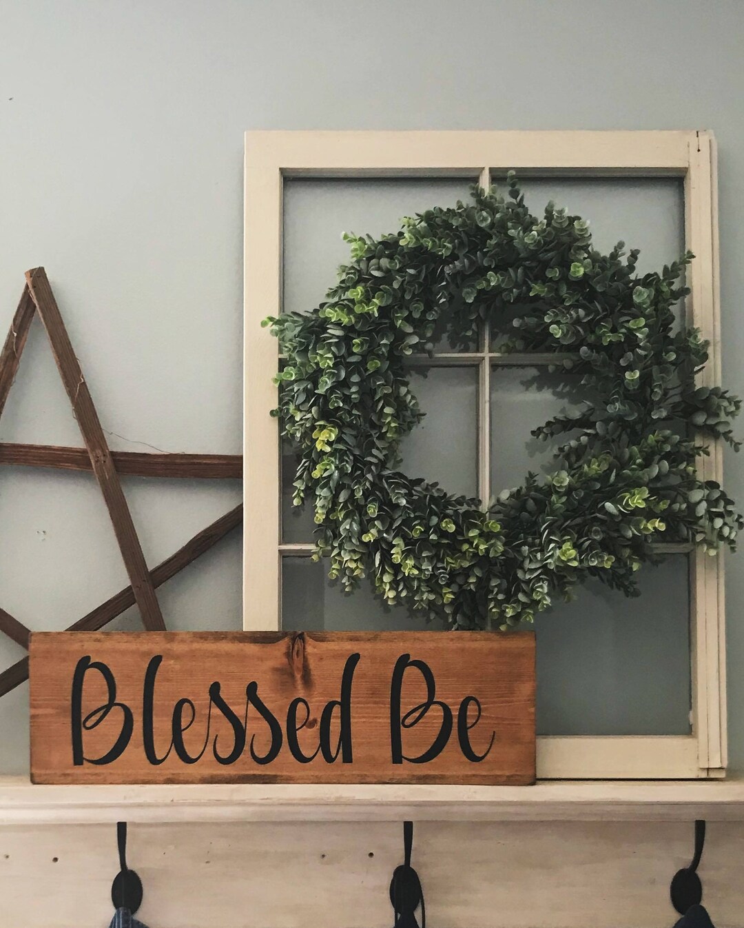 Blessed Be Sign Rustic Wooden Stained Sign Farmhouse Style Housewarming ...