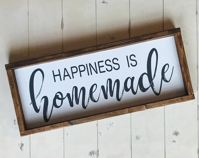 Happiness is Homemade Sign | Farmhouse Style | Rustic Wooden | Kitchen ...