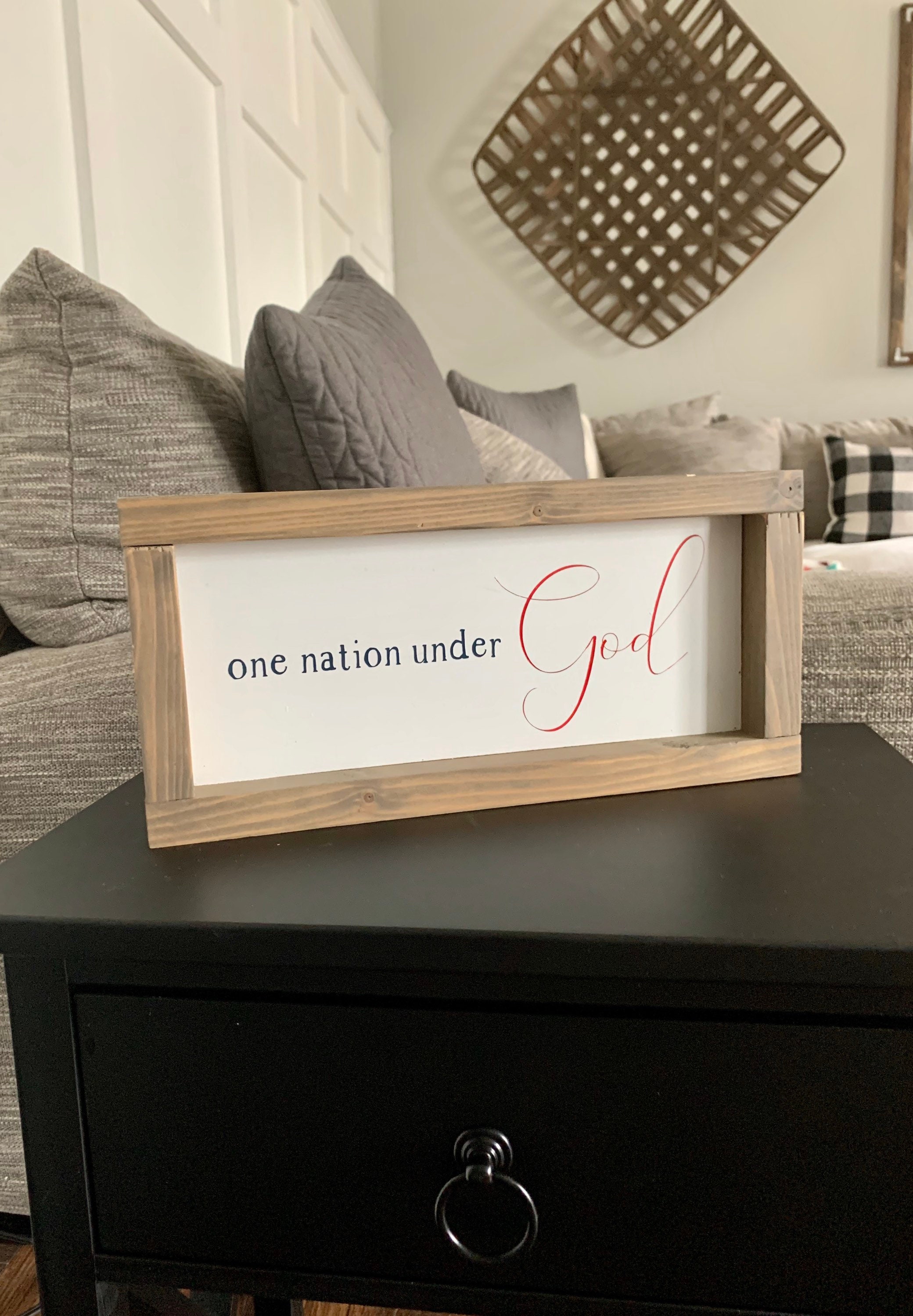 One Nation Under God Patriotic Framed Wooden Sign - Etsy