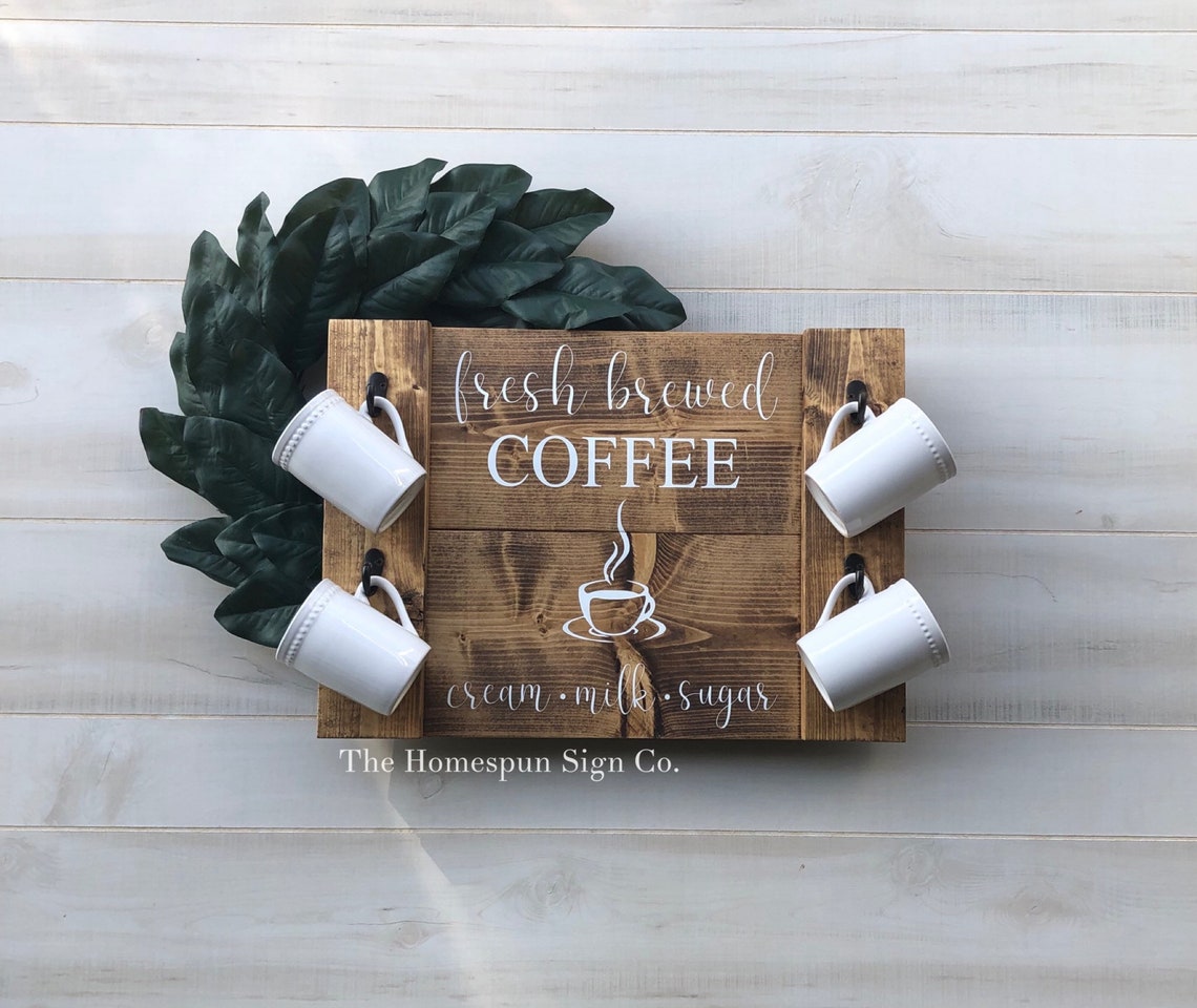 Fresh Brewed Coffee Sign Farmhouse Style Pallet Style | Etsy