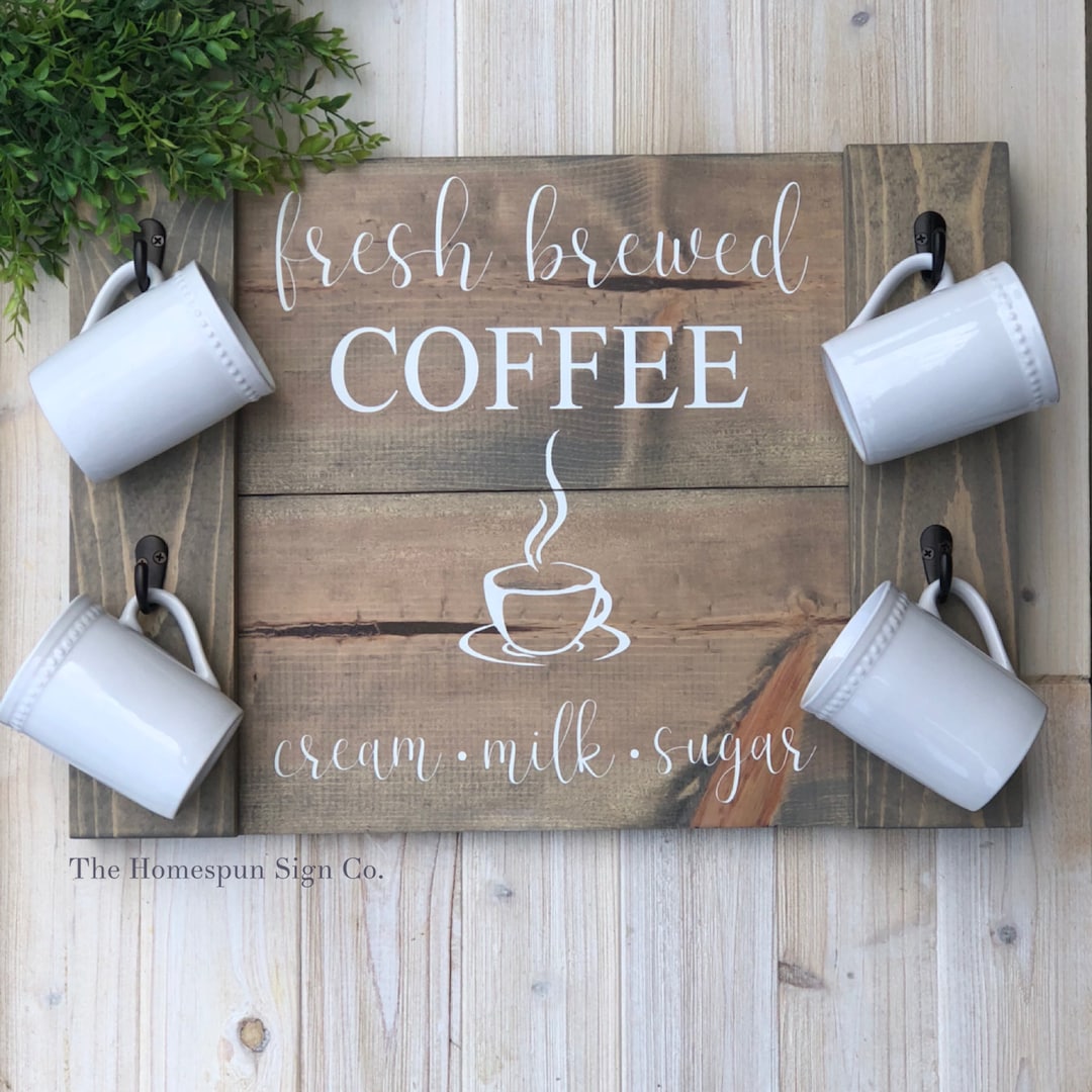 Fresh Brewed Coffee Sign | Farmhouse Style | Pallet Style Coffee Sign ...