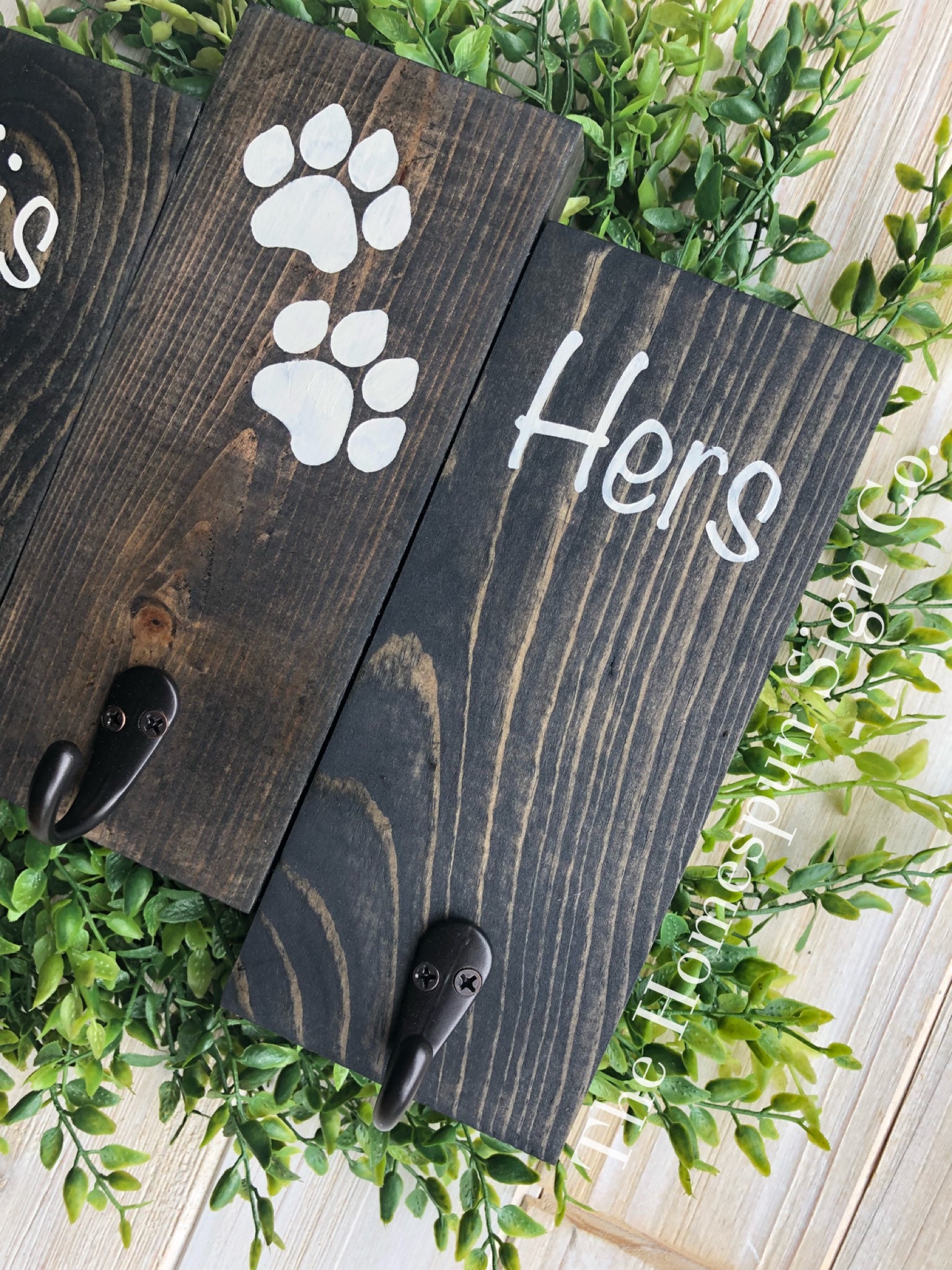 Pallet Style His Hers Dog Paw Key Leash Holder/Hanger that is | Etsy