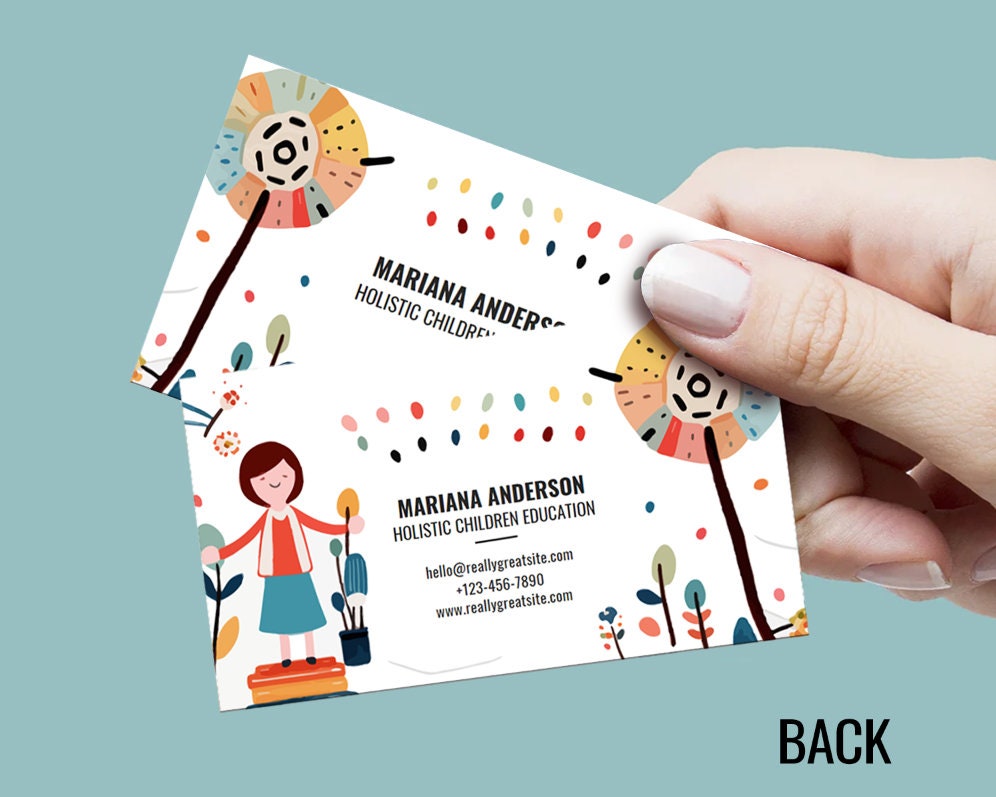 Editable Teacher Business Card Template Minimalistic & Cute - Etsy